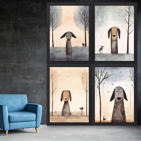 Dog Art Prints Jon Klassen Style Modern Nursery Decor Digital