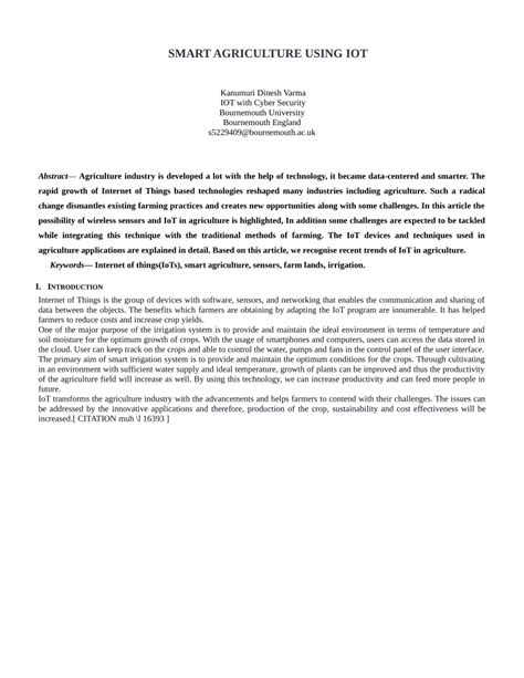 PDF SMART AGRICULTURE USING IOT