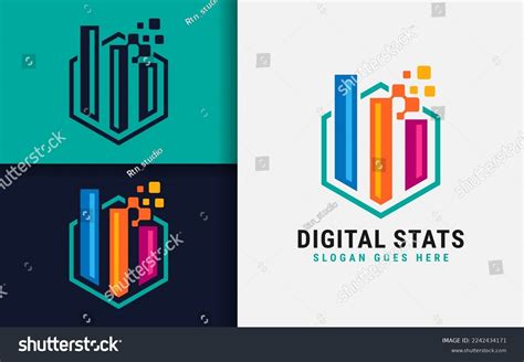 Digital Statistic Logo Design Hexagon Frame Stock Vector Royalty Free 2242434171 Shutterstock