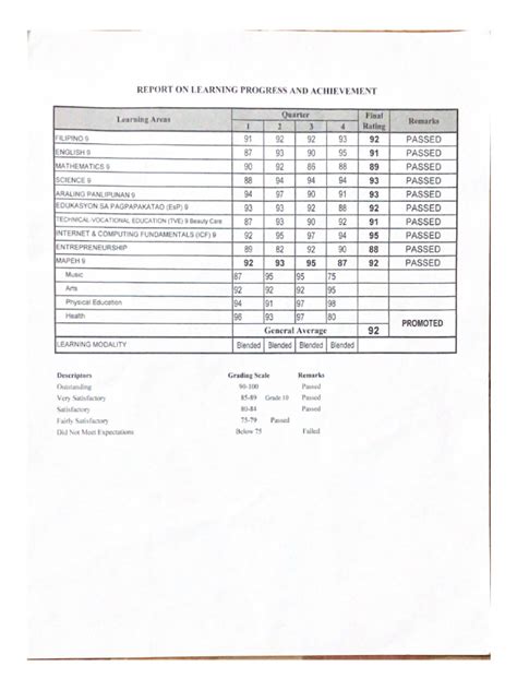 Report On Learning Progress And Achievement Pdf