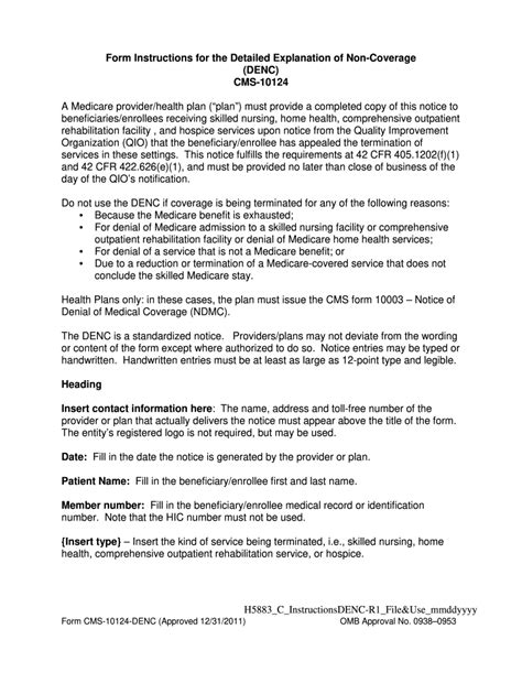 Form Cms 10124 Denc Fill Online Printable Fillable Blank Pdffiller
