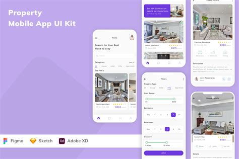 property mobile app ui kit ui kits and libraries ~ creative market