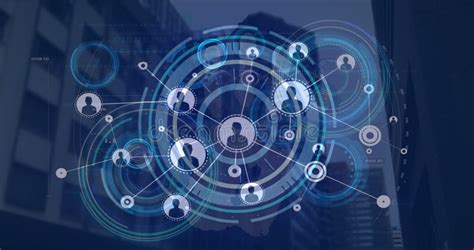 Image Of Digital Circles And Profile Icons Interconnecting With Lines