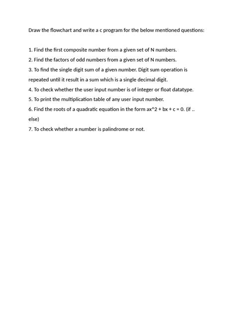 Draw The Flowchart And Write A C Program For The Below Mentioned