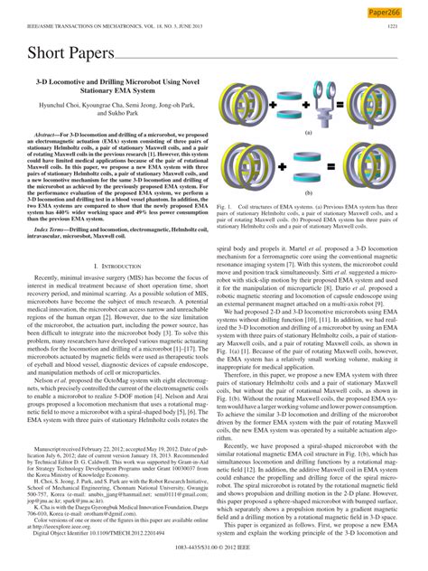 Pdf 3 D Locomotive And Drilling Microrobot Using Novel Stationary Ema