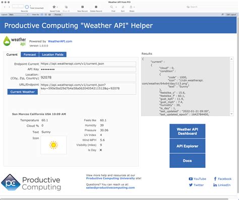 Filemaker Weather Api Productive Computing Inc