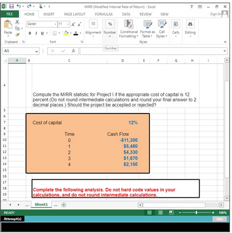 Solved Compute The MIRR Statistic For Project I If The Chegg Com