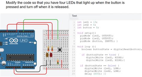 Solved Modify The Code So That You Have Four LEDs That Light Chegg Com