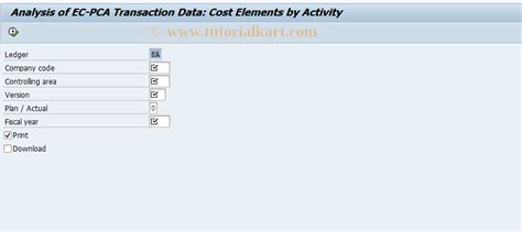 CXNC SAP Tcode EC PCA Trx Data Cost Elem Activity Transaction Code
