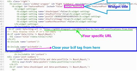 how to a show gadget widget only in a specific url in blogger vast site