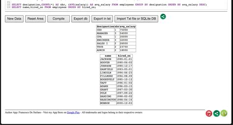 sqlite editor compiler