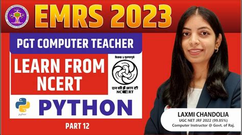 Emrs Pgt Cs Python Learn From Ncert Most Imp Questions Part 12