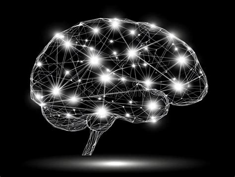 Monochrome Neural Brain Design With Glowing White Nodes And Dark