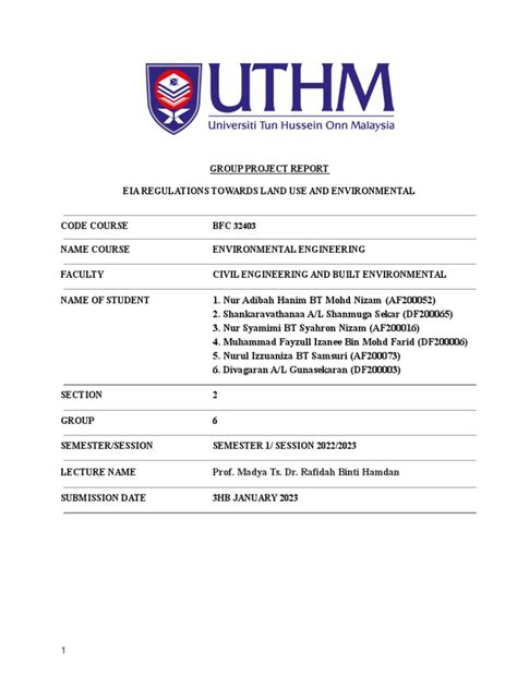 Enviromental Report Group 6 Pdf Environmental Impact Assessment