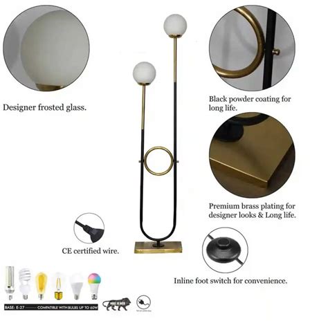 Antique Brass Opal Glass Diffuser 2 Light Floor Lamp At Rs 12800 In