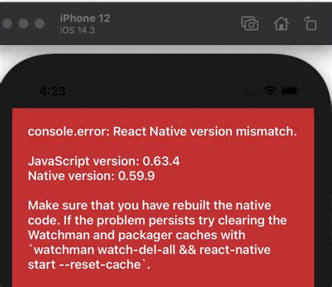 React Native Version Mismatch Issue Issue Facebook React Native Github