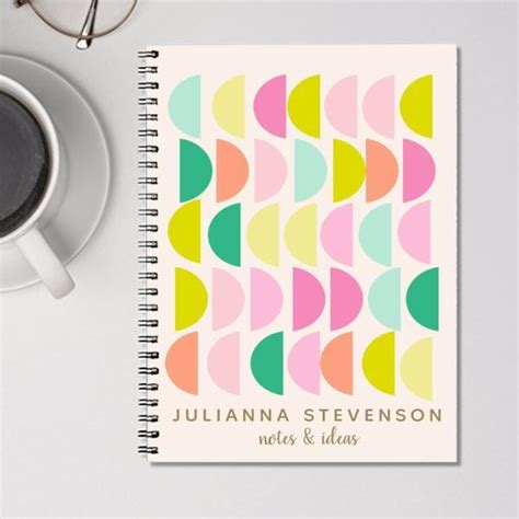 Buy Cute Pastel Geometric Shapes Customized Photo Printed Notebook