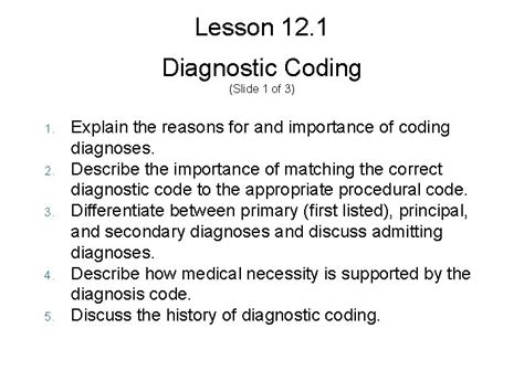 Chapter 12 Diagnostic Coding Lesson 12 1 Diagnostic