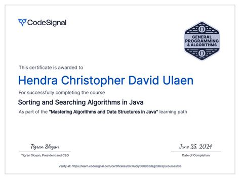 hendra christopher david ulaen on linkedin codesignal course