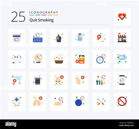 Quit Smoking 25 Flat Color Icon Pack Including Smoke Report Smoke