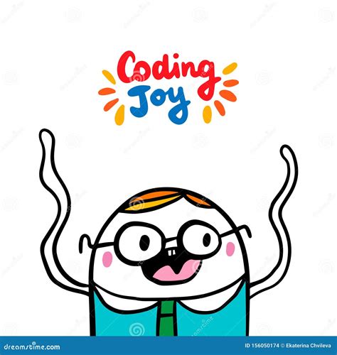 Coding Joy Hand Drawn Vector Illustration In Cartoon Style Crazy
