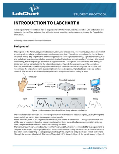 Labchart 8 Finger Pulse Transducer Lab Manual