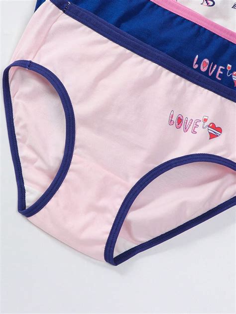 6 Pack Triangle Panties For Tween Girls With Heart Print Color