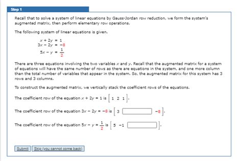 Solved Step Recall That To Solve A System Of Linear Chegg