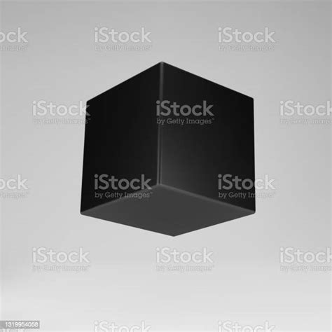회색 배경에 격리 된 원근이있는 블랙 3d 모델링 큐브 조명과 그림자로 회전하는 3d 상자를 원근면에서 렌더링합니다 3d 기본 기하학적 모양 벡터 일러스트레이션 3차원