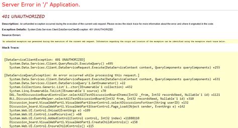 C 401 Unauthorized Exception Throws On Sharepoint Webpart Using Datacontext Stack Overflow