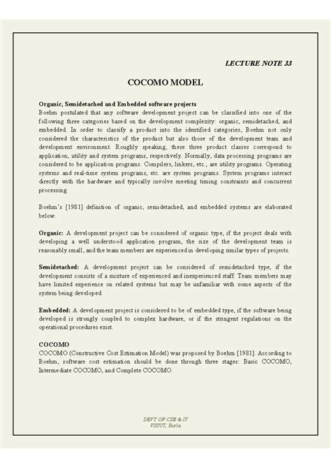 SEI Capability Maturity Model Lecture Note CSE IT DEPT OF CSE