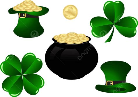 Set Of Design Elements Hat Clover Irish Vector Hat Clover Irish Png