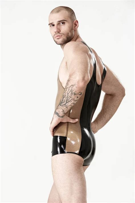 Latex Singlet Pattern Leotard For Men Latexcharms