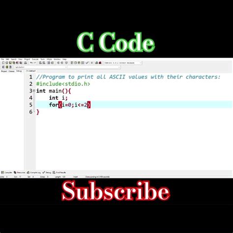 C Program To Print All Ascii Values With There Characters Coding Shorts Youtube