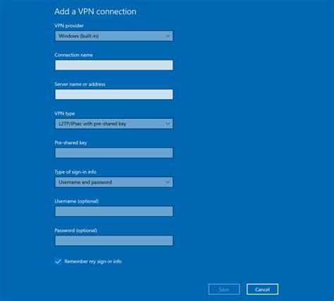 adding a vpn connection to windows 10
