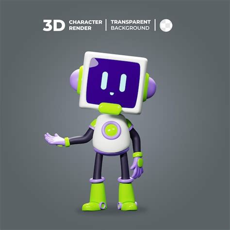 Premium Psd 3d Cute Cool Robot Pointing Right