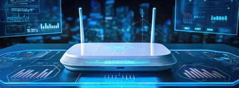 White Cable Is Plugged Into The Port Of Wifi Router Modern Wireless Router With Four