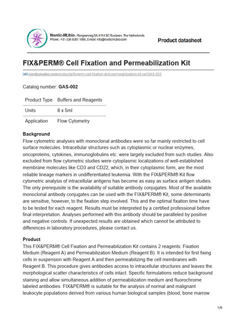 Fixampperm Cell Fixation And Permeabilization Kit Pdf