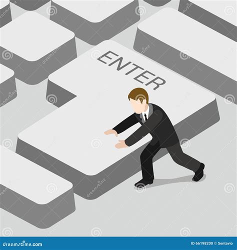 Enter Key Press Button Keyboard Flat Isometric Vector 3d Stock Vector