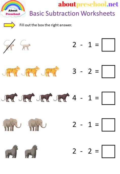 Basic Subtraction Worksheets About Preschool