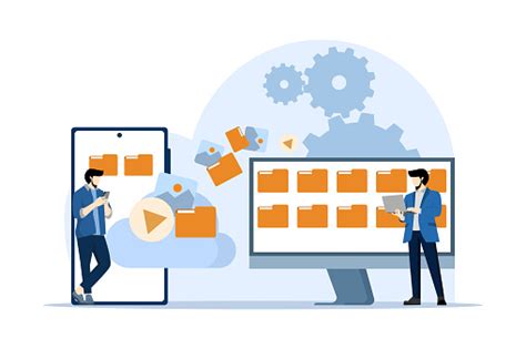 클라우드 스토리지 파일 다운로드 데이터베이스 보호 데이터 센터 파일 관리 클라우드 서버를 사용하는 컴퓨터 시스템의 개념 최신 커넥티드 Pc 기술을 사용하는 디지털 문서 및