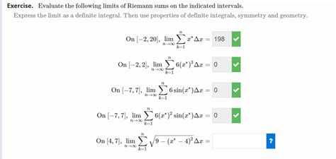 Solved Exercise Evaluate The Following Limits Of Riemann Chegg