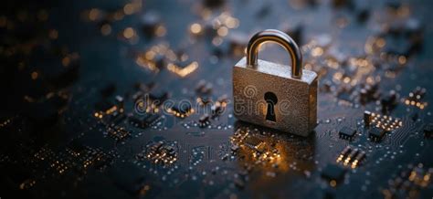 Digital Security Lock On Circuit Board Symbolizing Cybersecurity And