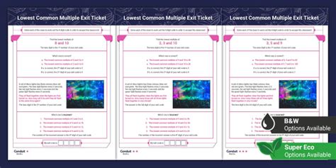 Differentiated Lowest Common Multiple Exit Ticket Twinkl