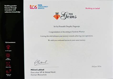 Pranathi Deepika Nagaraju On Linkedin Tcsgems Tcscareers Tcser Awards