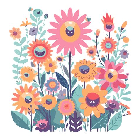 7월 꽃 벡터 스티커 클립 아트 흰색 배경 만화에 꽃과 고양이의 그림 상표 클립 아트 Png 일러스트 및 벡터 에 대한 무료 다운로드 Pngtree
