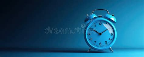 Blue Alarm Clock Against A Solid Blue Background Symbolizing Time Management And Punctuality