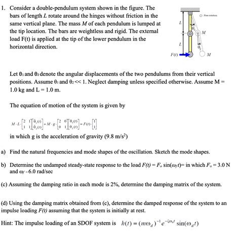 [solved] Consider A Double Pendulum System Shown In The Fig