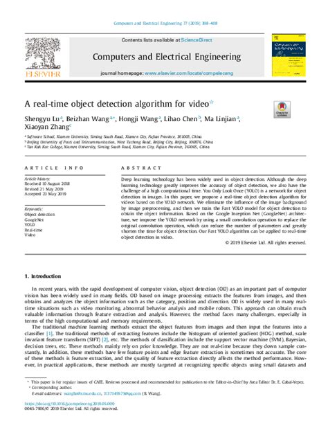 pdf a real time object detection algorithm for video