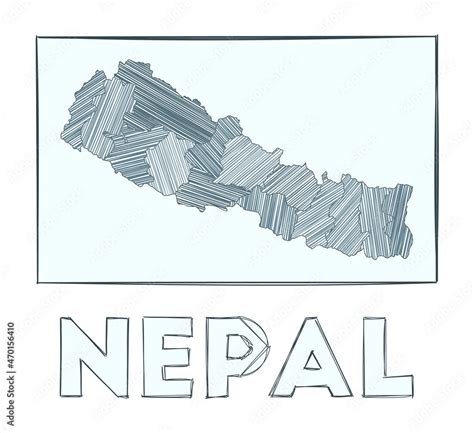 Sketch Map Of Nepal Grayscale Hand Drawn Map Of The Country Filled Regions With Hachure